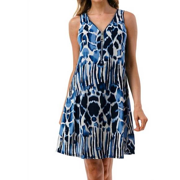 Ariella | Dresses | New Ariella Patterned Zip Front Shift Dress In ...